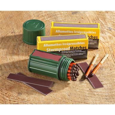 Stormproof Match Case with 50 Extra Waterproof Fire Starter Matches ...