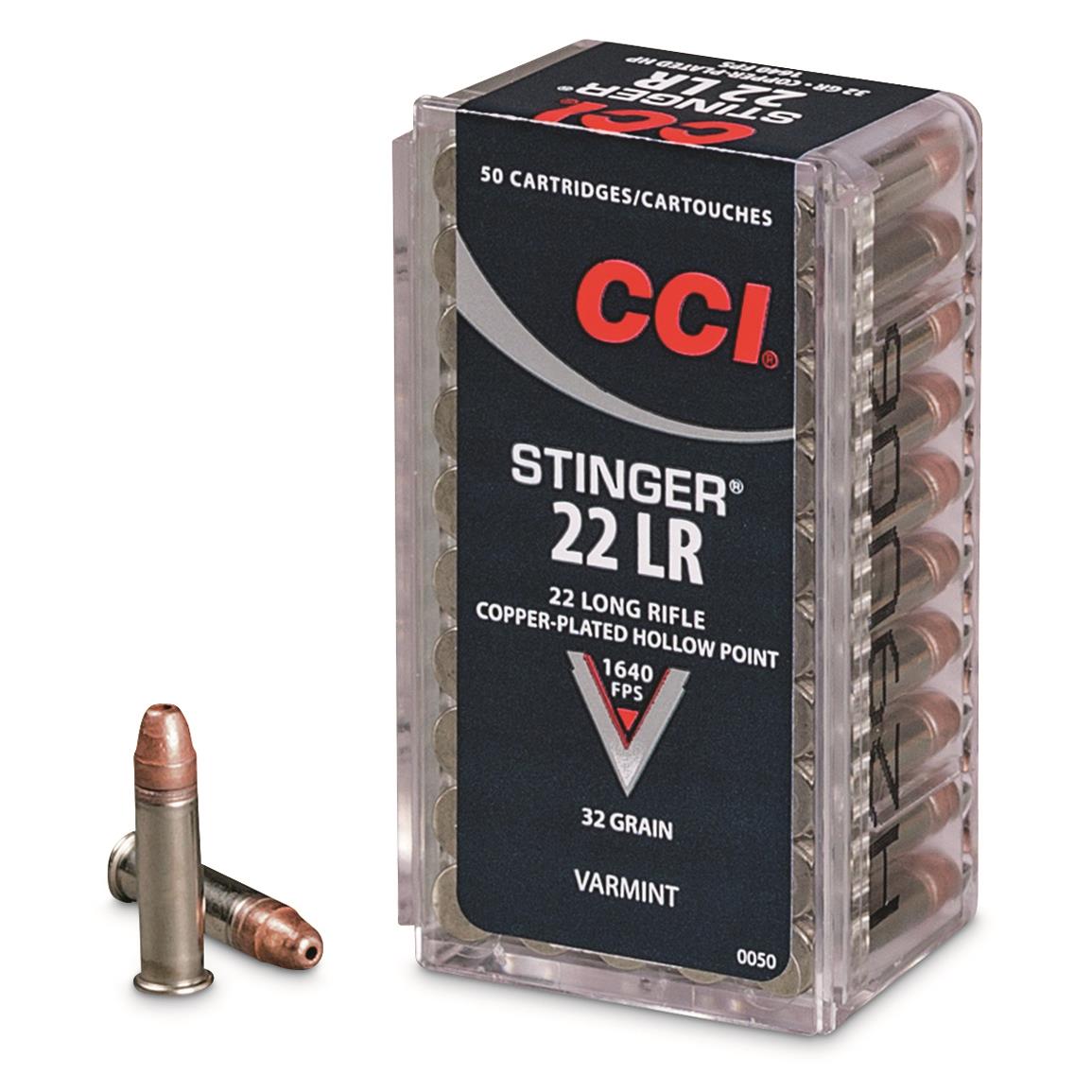 CCI Stinger Hyper Velocity 22LR CPHP 32 Grain 50 Rounds 10562 CCI Stinger Hyper Velocity 22LR CPHP 32 Grain 50 Rounds 10562