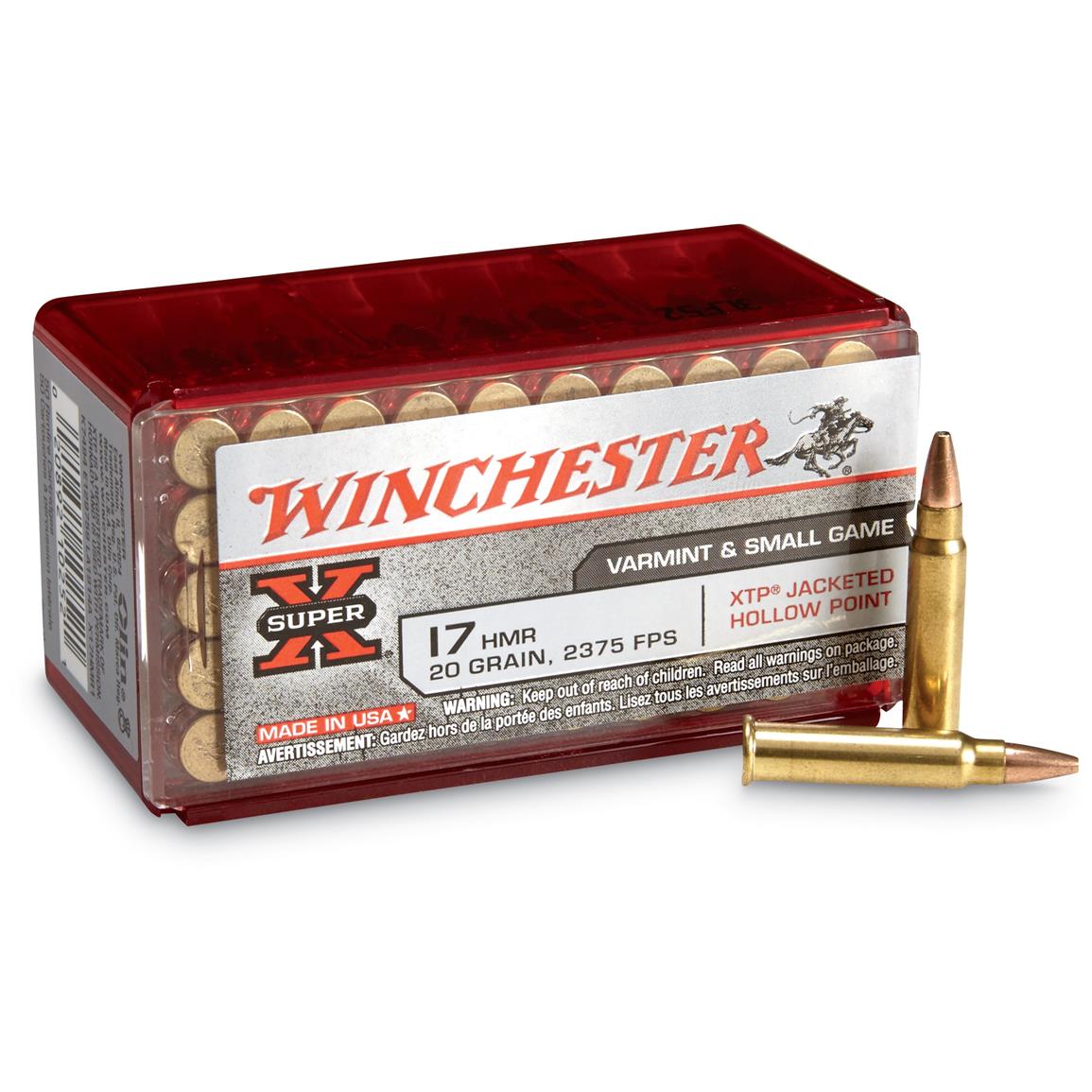 Winchester Super X 17 HMR JHP 20 Grain 50 Rounds 187127 17 HMR Winchester Super X 17 HMR JHP 20 Grain 50 Rounds 187127 17 HMR