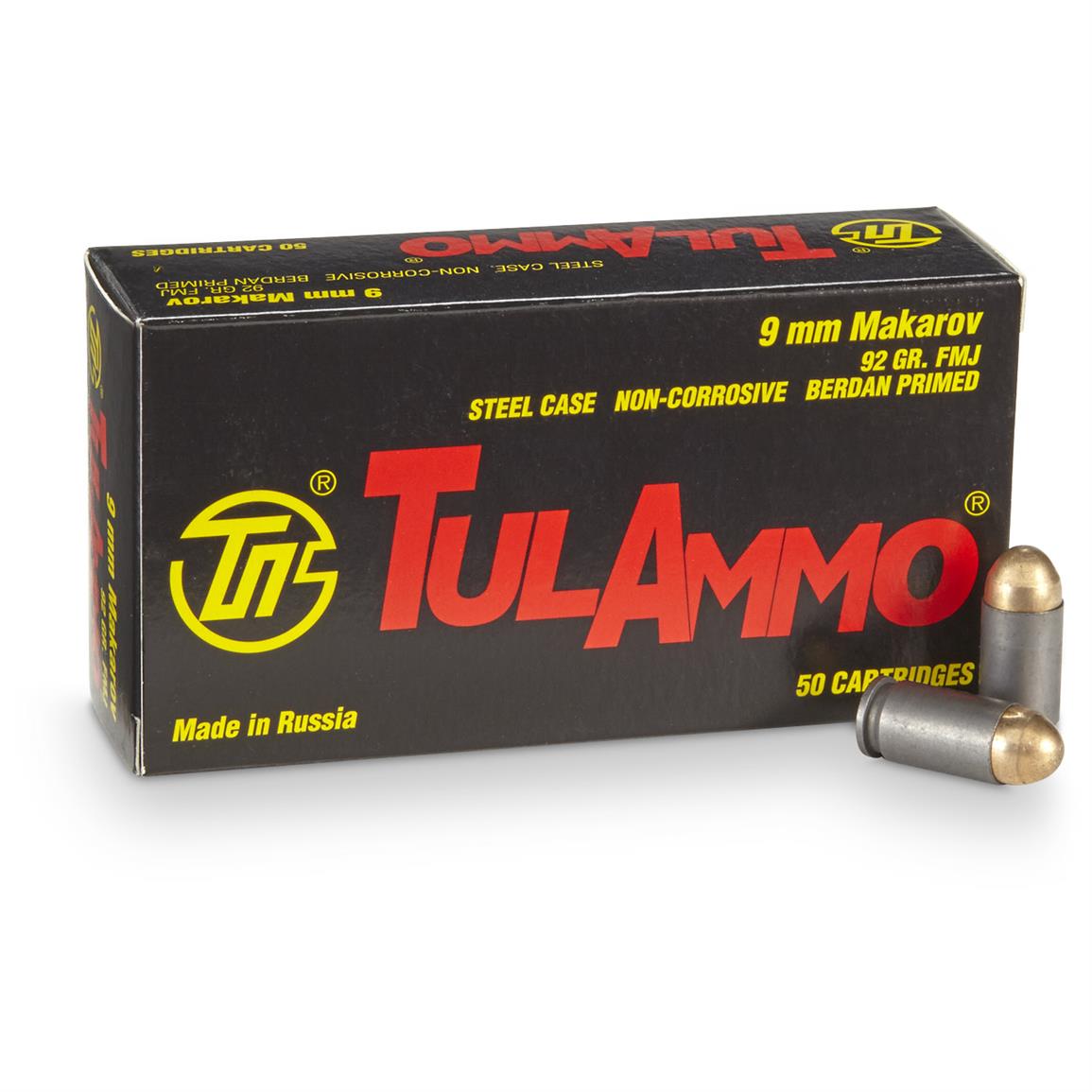 Tulammo 9mm Makarov 9x18 FMJ 92 Grain 50 Rounds 207031 9x18mm Tulammo 9mm Makarov 9x18 FMJ 92 Grain 50 Rounds 207031 9x18mm