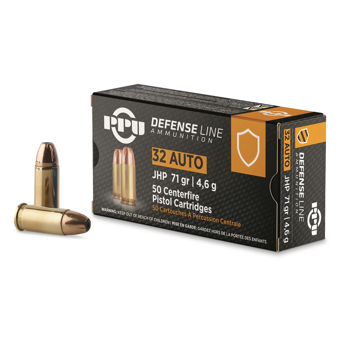 PPU Defensive Line 32 ACP JHP 71 Grain 50 Rounds 222427 32 ACP