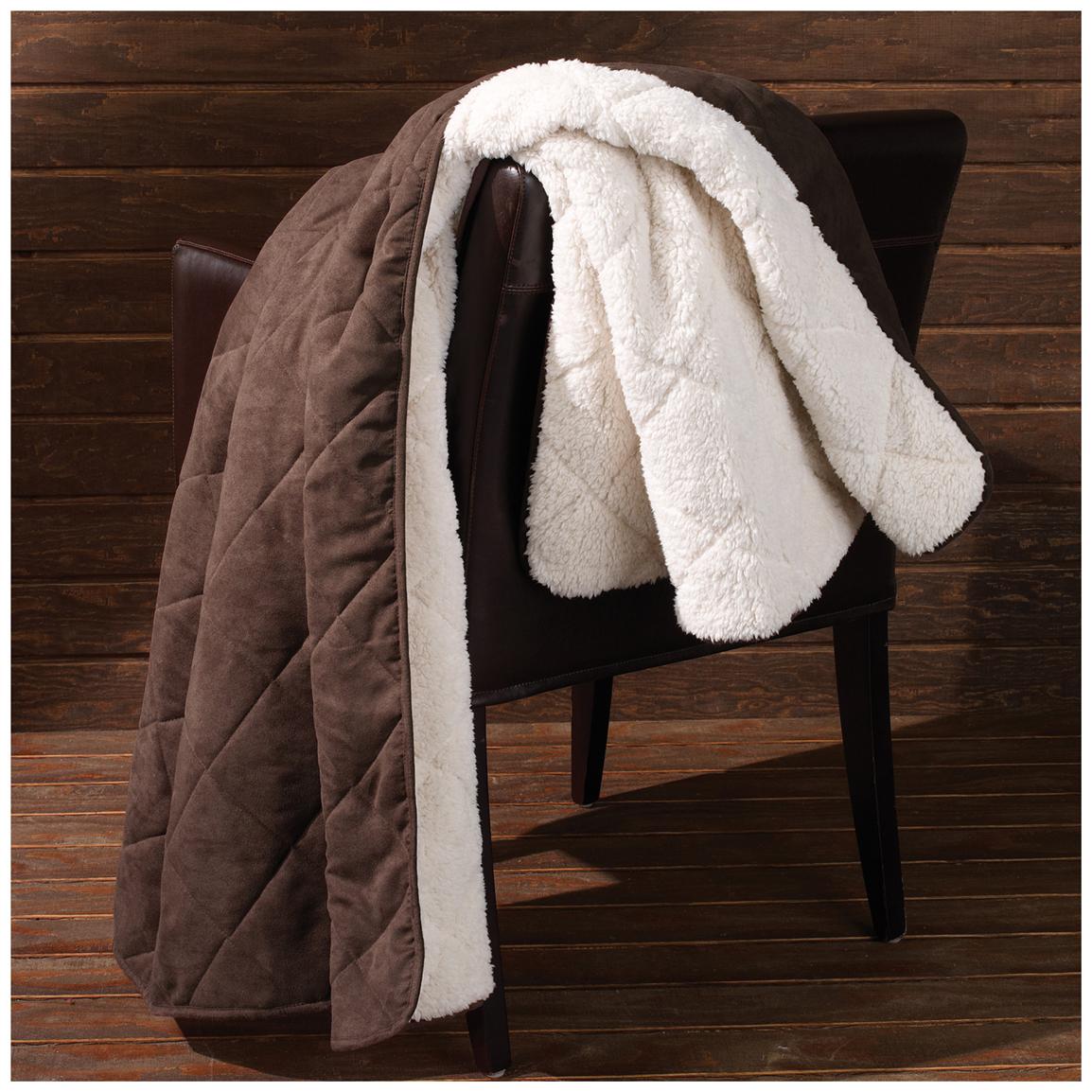 Sure Fit Reversible Suede Sherpa 50x60 Throw Blanket 292851
