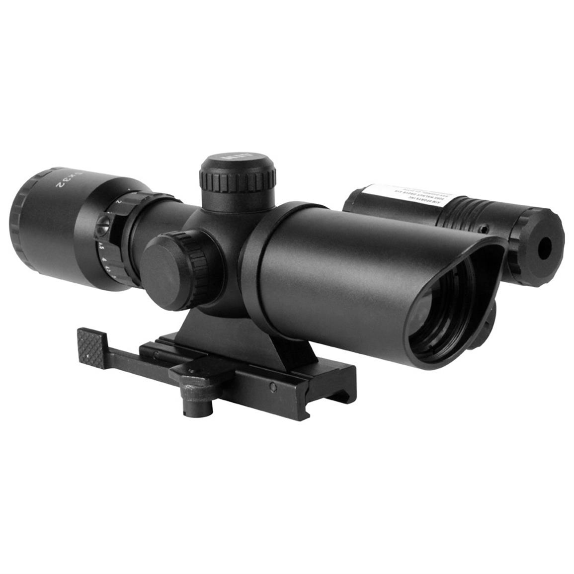 AIM Sports 1.5-5x32mm Dual-Illuminated Scope with Green Laser / Duplex ...