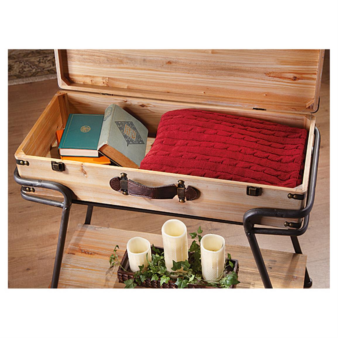 Recycled Wood and Metal Suitcase Table - 621726, Living Room at ...