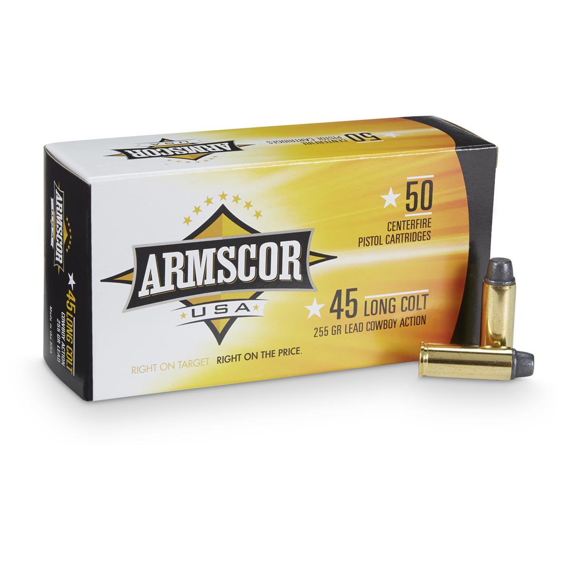 Armscor 45 Long Colt 255 Grain Lead Cowboy Action Ammunition 50