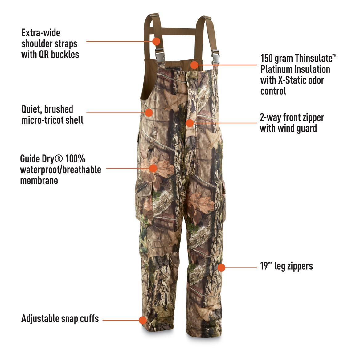 Guide Gear Men's Steadfast Waterproof Hunting Bibs, 150 Gram Thinsulate ...