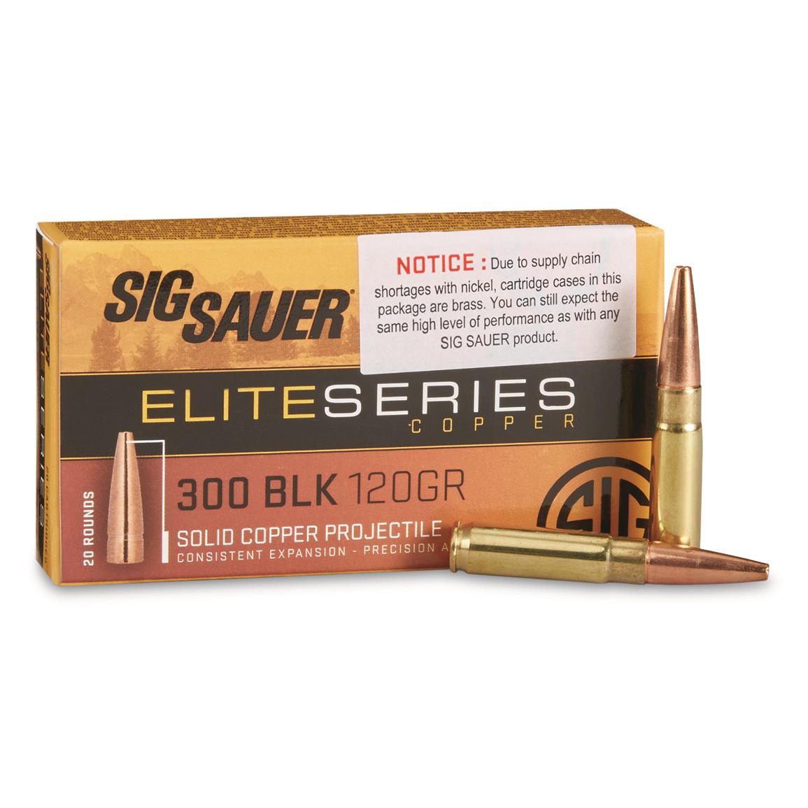 SIG SAUER Elite Copper Hunting, .300 AAC Blackout, HT, 120 Grain, 20 ...