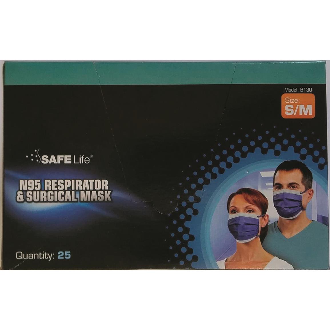 U.S. Municipal Surplus Safe Life N95 Respirator Surgical Masks, 25 Pack ...