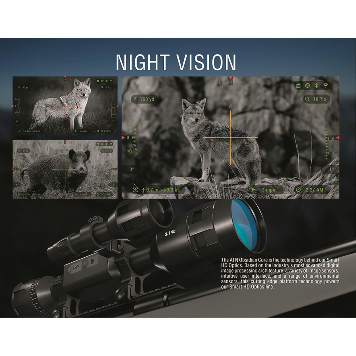 ATN X-Sight 4K Pro Series 3-14x Smart HD Day/Night Rifle Scope, Mossy ...
