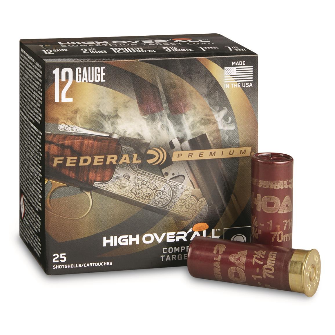Federal Premium High Over All, 12 Gauge, 2 3/4", 1 oz., 25 Rounds ...