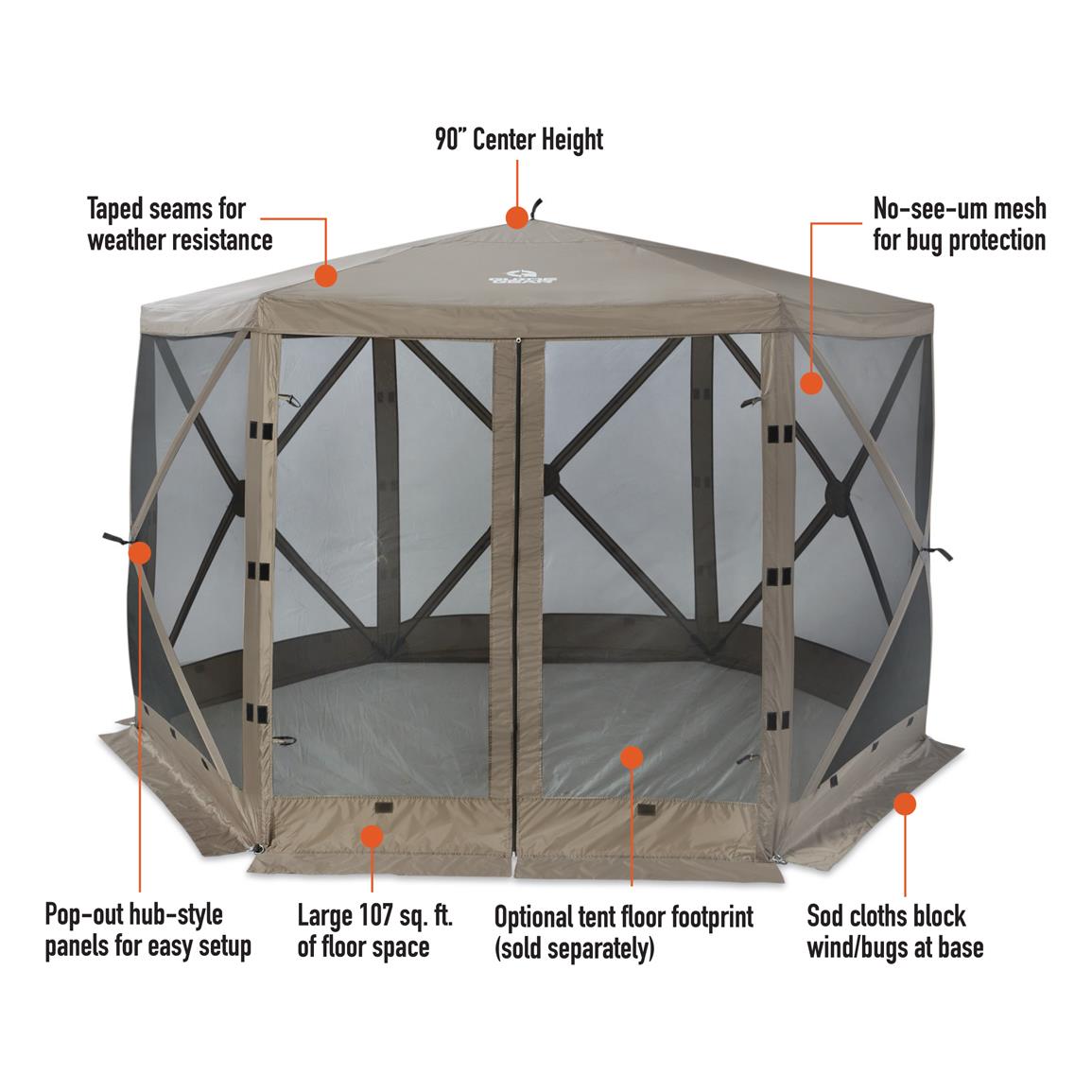Guide Gear 6-sided Hex Screen House Tent with Wind Panels - 732276 ...