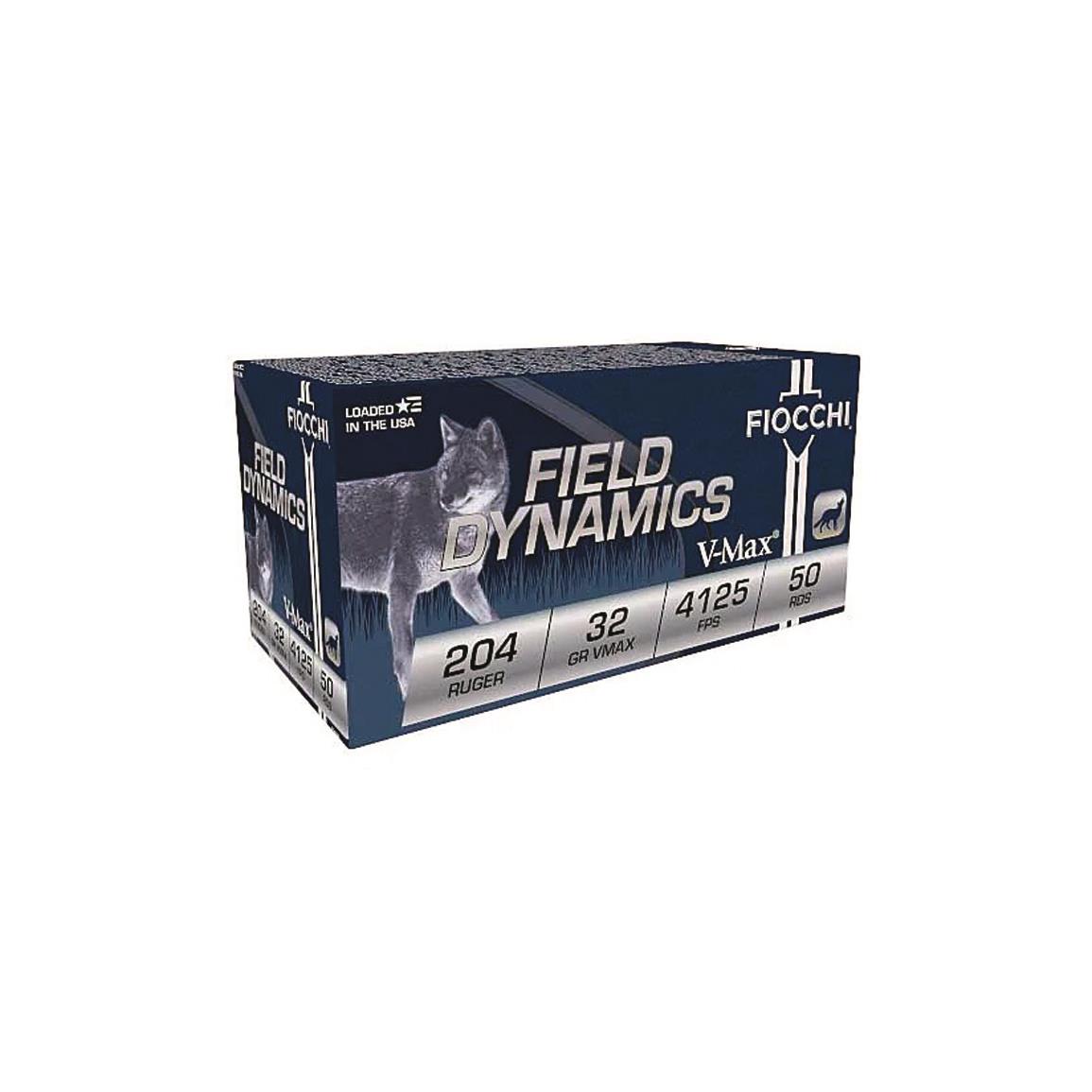 Fiocchi Field Dynamics, .204 Ruger, V-Max, 32 Grain, 50 Rounds ...