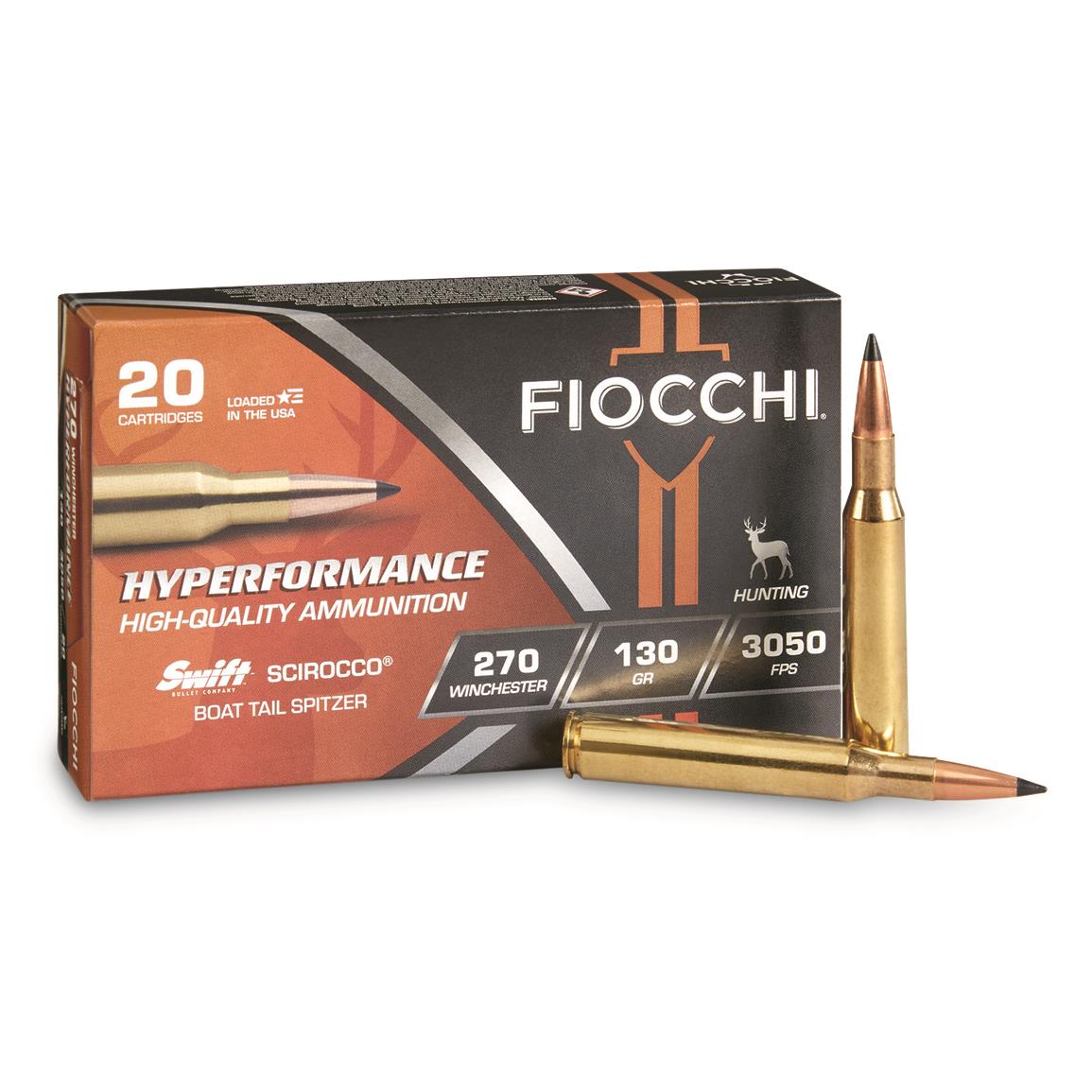 Fiocchi Hyperformance, .270 Win., Swift Scirocco BTS, 130 Grain, 20 ...