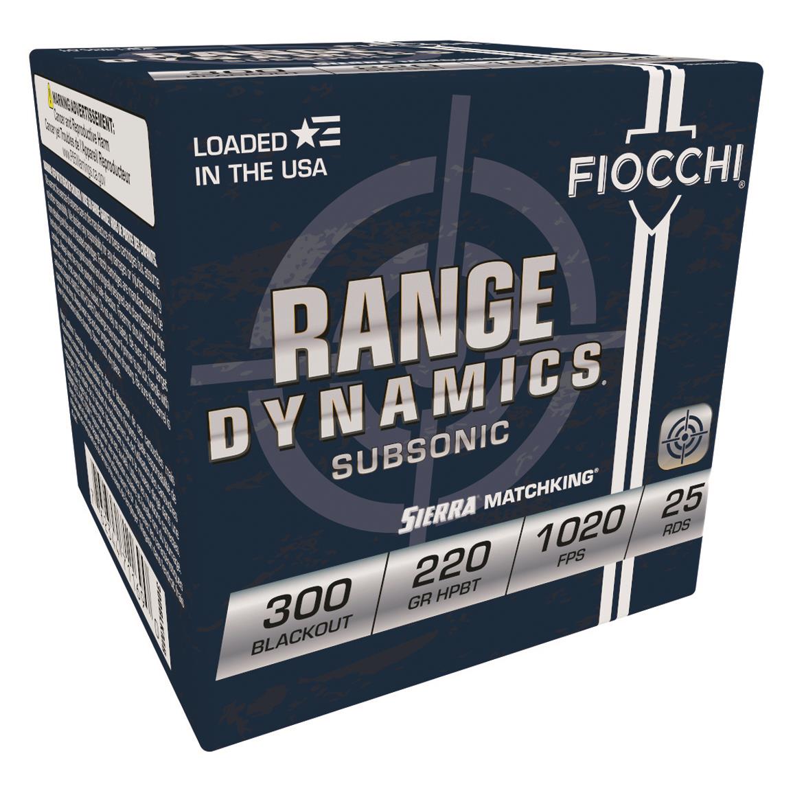 Fiocchi Range Dynamics Subsonic, 300 BLK, Sierra MatchKing HP-BT, 220 ...