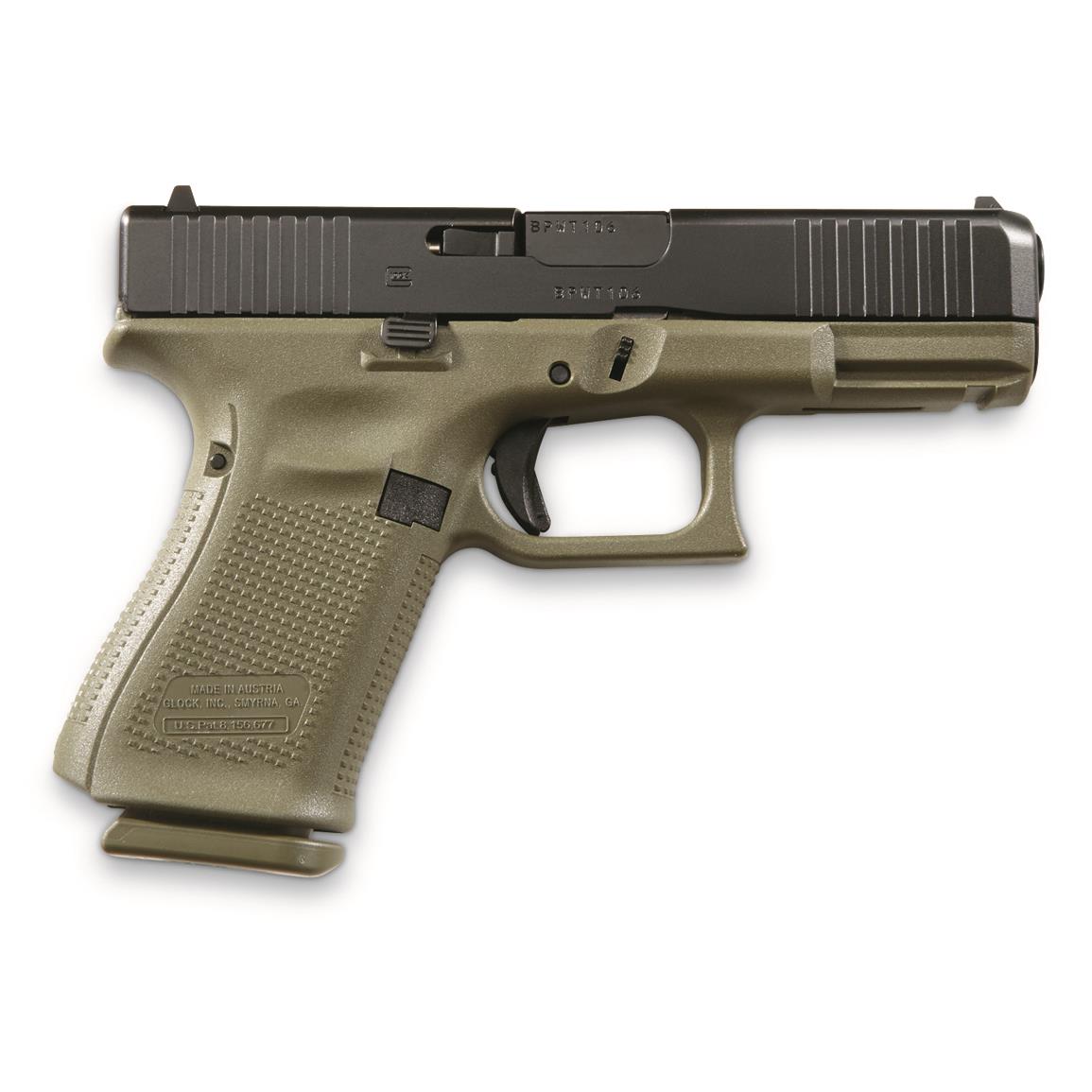 Glock 19 Gen5, Semi-Automatic, 9mm, 4.02" Barrel, Battlefield Green, 15+1 Rounds | Sportsman's Guide