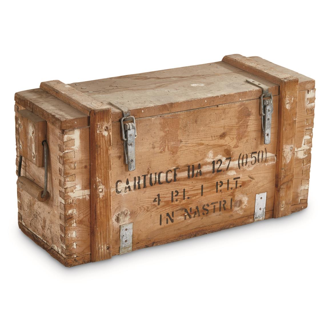 Italian Military Surplus Browning M2 Cartridge 12.7mm Wood Crate, 24.5 ...