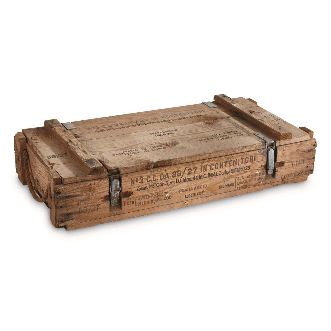 Italian Military Surplus Solid Wood Crate, 34" x 16.75" x 6.75", Used ...