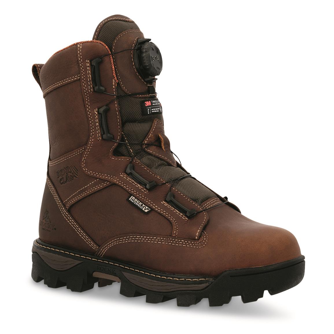 Rocky Men's BearClaw Waterproof Insulated BOA Hunting Boots, 800 Gram ...