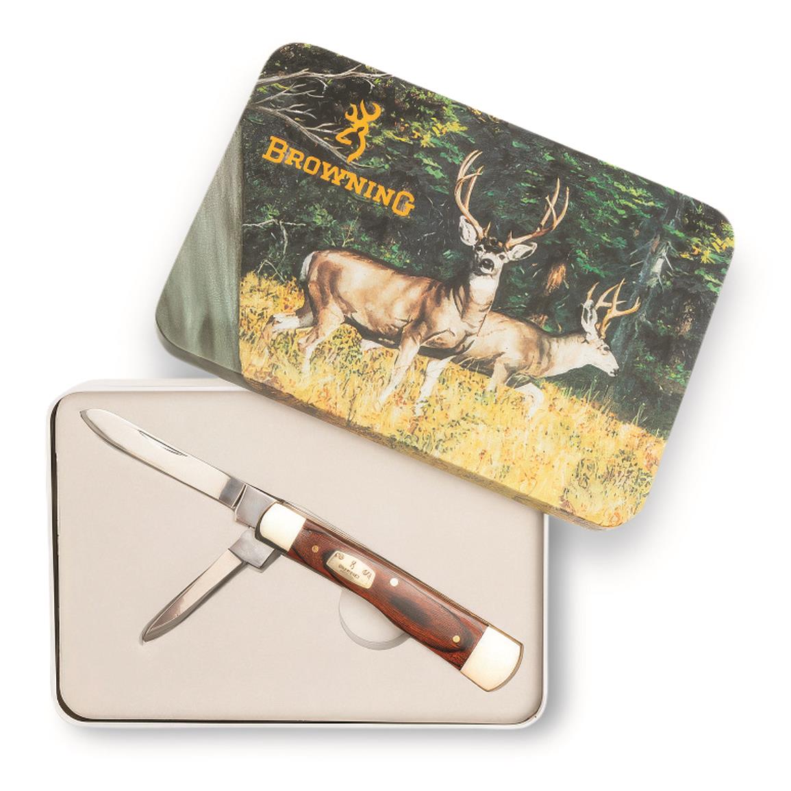 Browning 2025 Vintage Whitetail Slipjoint Folding Knife Gift Tin ...