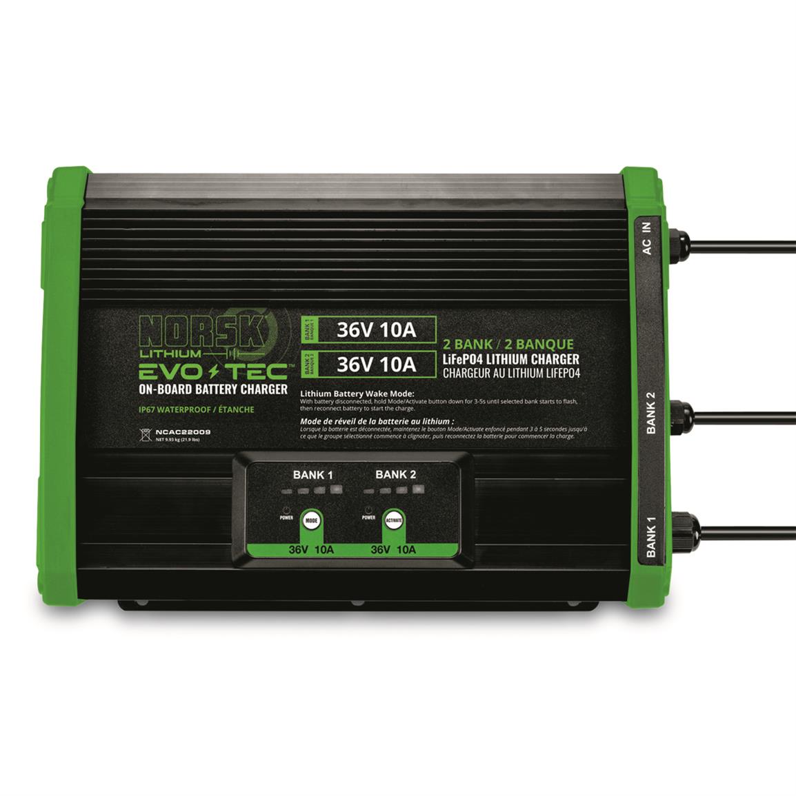 Norsk EVO-TEC 36V/36V 10A - 2-Bank On-Board Lithium Charger | Sportsman ...