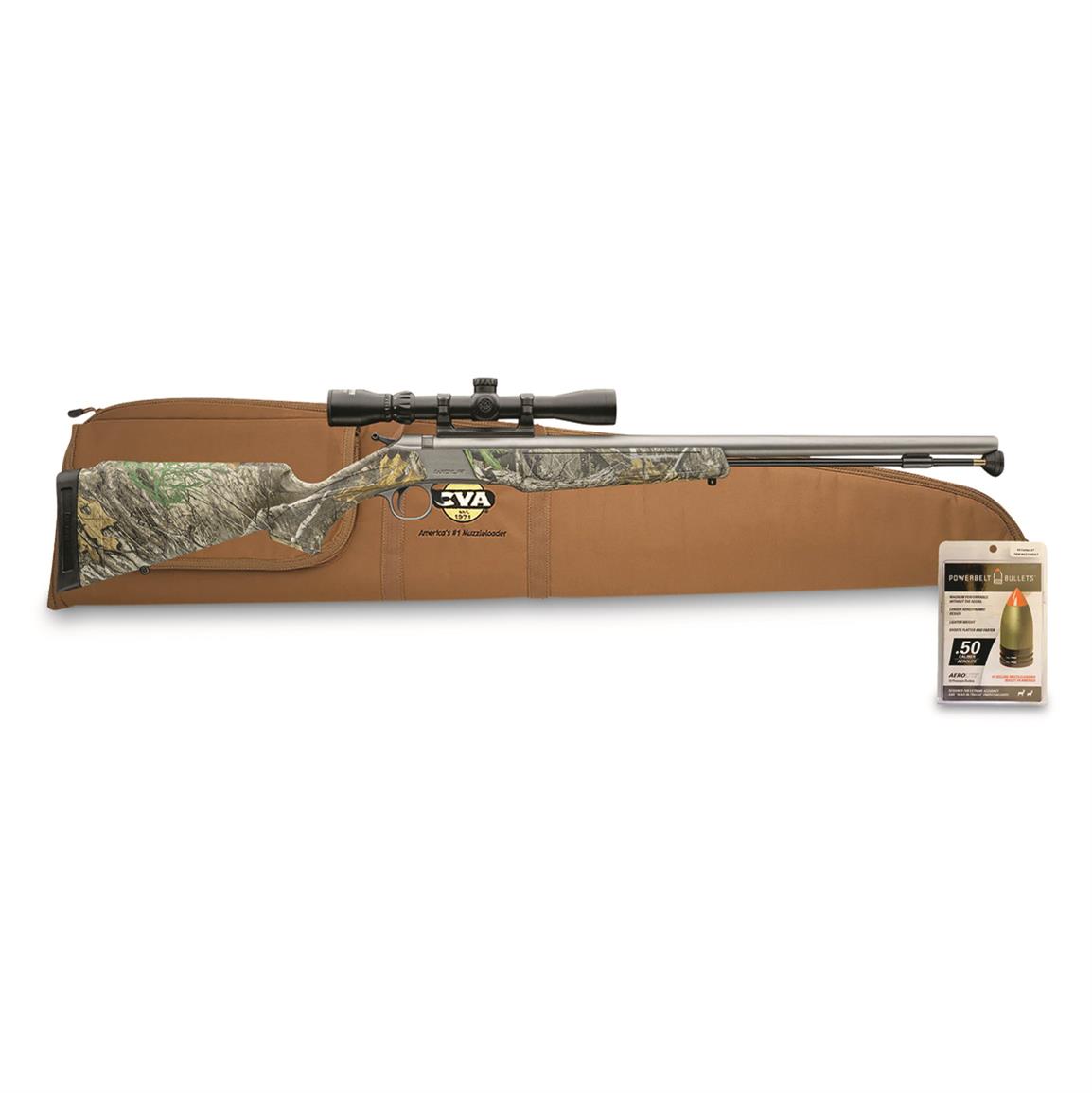 CVA Wolf V2 Muzzleloader, .50 Caliber, 24" Barrel, Stainless/Realtree Edge, 3-9x32mm Scope ...