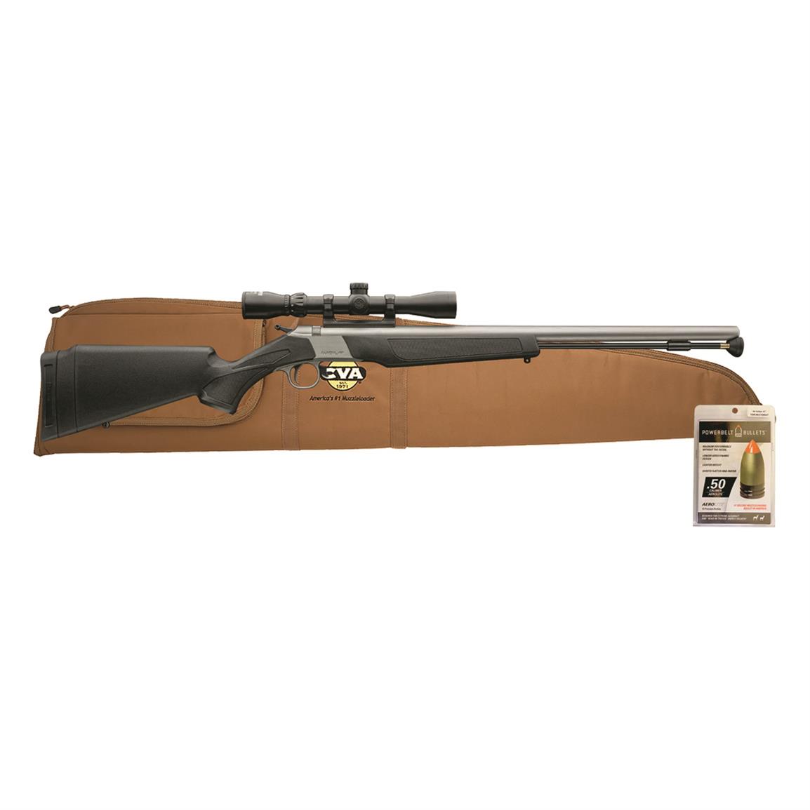 CVA Wolf V2 Muzzleloader, .50 Caliber, 24" Barrel, Stainless/Black, 3 ...
