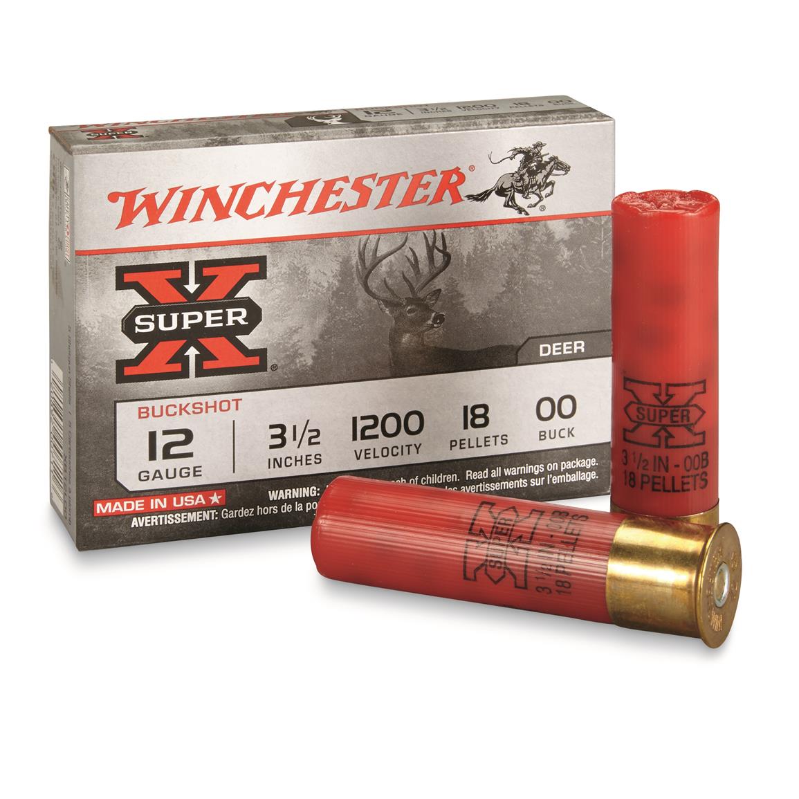 Winchester Super X Buckshot 12 Gauge XB12L00 3 1 2 Mag 00 Buck 18