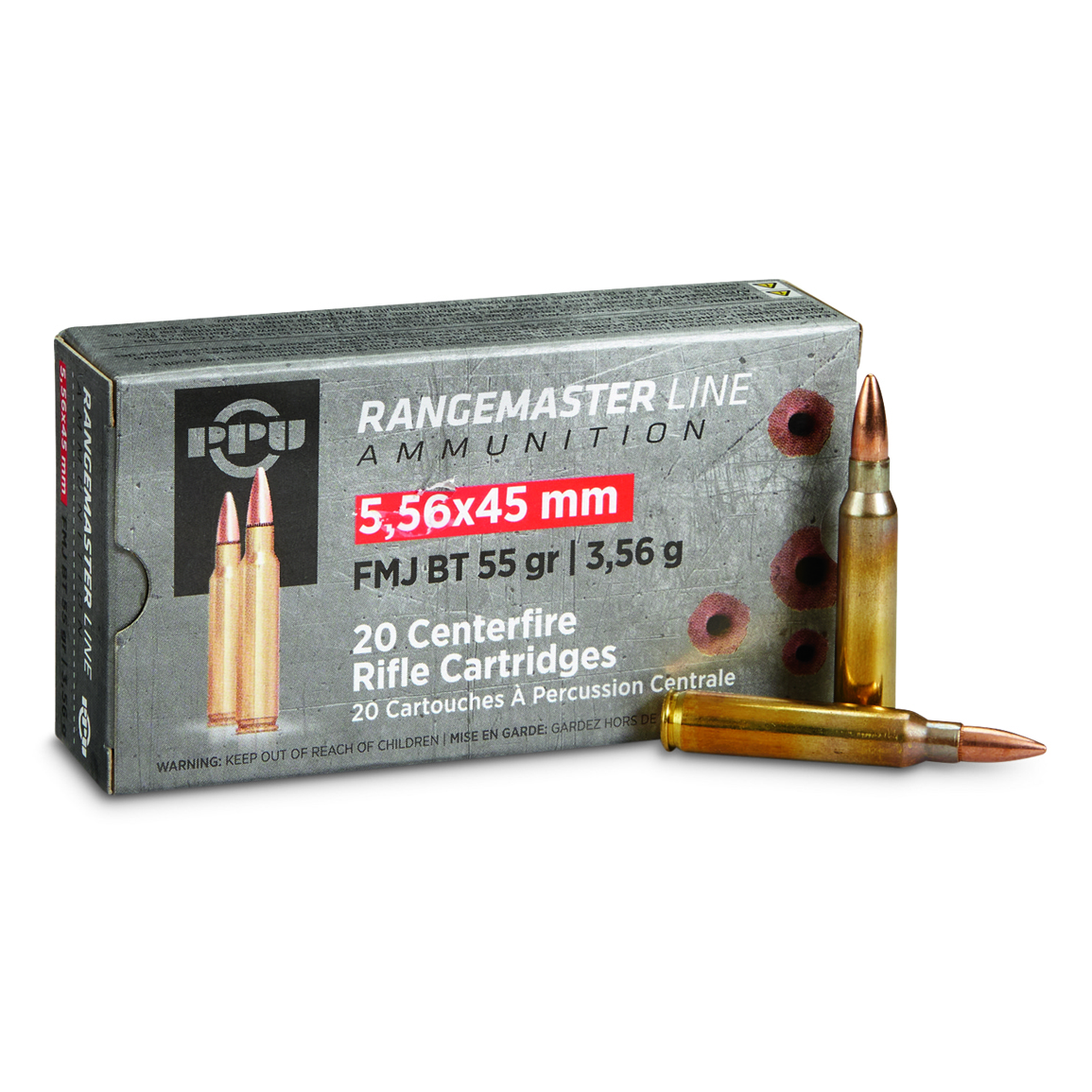 PPU, 5.56x45mm NATO, FMJ-BT, 55 Grain, 20 Rounds | Sportsman's Guide