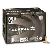 Federal Black Pack, .22LR, HP, 36 Grain, 1,100 Rounds - 737865, .22lr ...