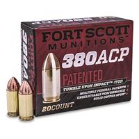 Fort Scott Tumble Upon Impact Ammo, .380 ACP, SCS, 95 Grain, 20 Rounds ...